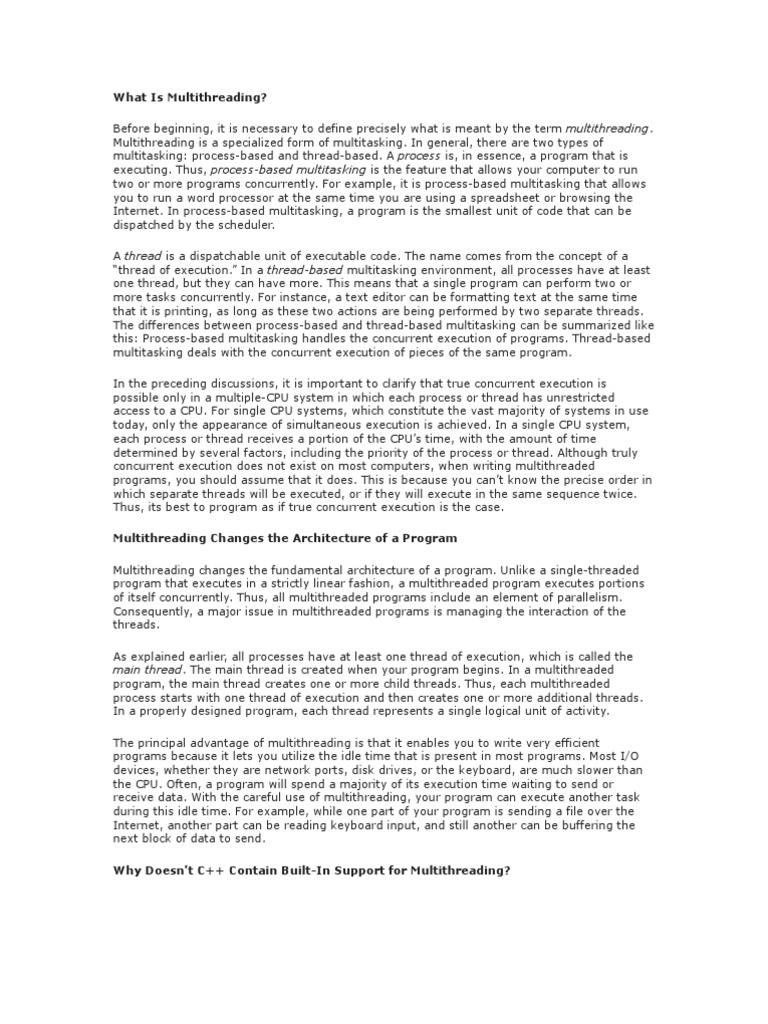 What Is Multi Threading | PDF | Thread (Computing) | Process (Computing)