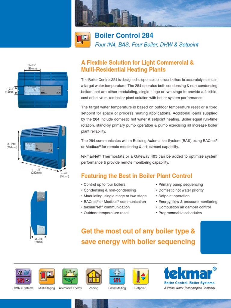 Tekmar 284 Multi Boiler Control p9450 02 | PDF | Hvac | Water Heating