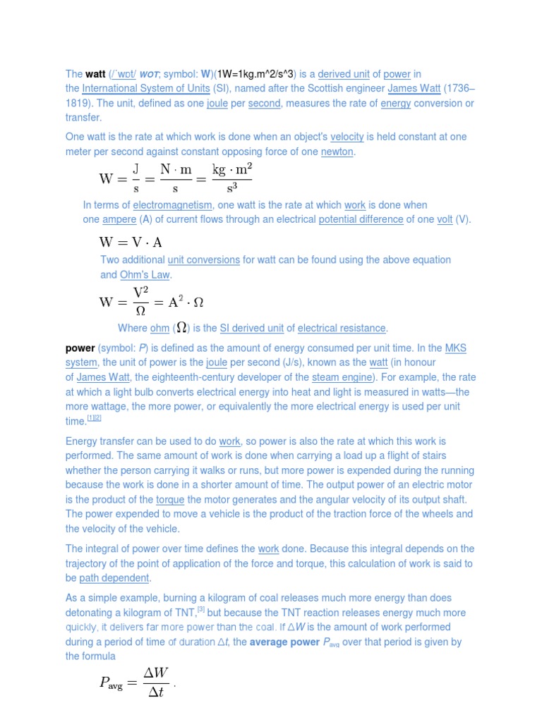 Watt | PDF | Power (Physics) | Voltage