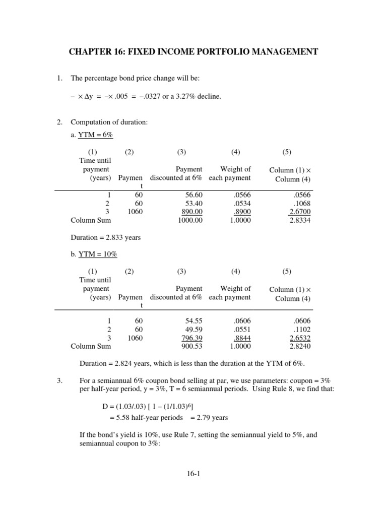 Chapter 16: Fixed Income Portfolio Management | PDF | Bond Duration ...