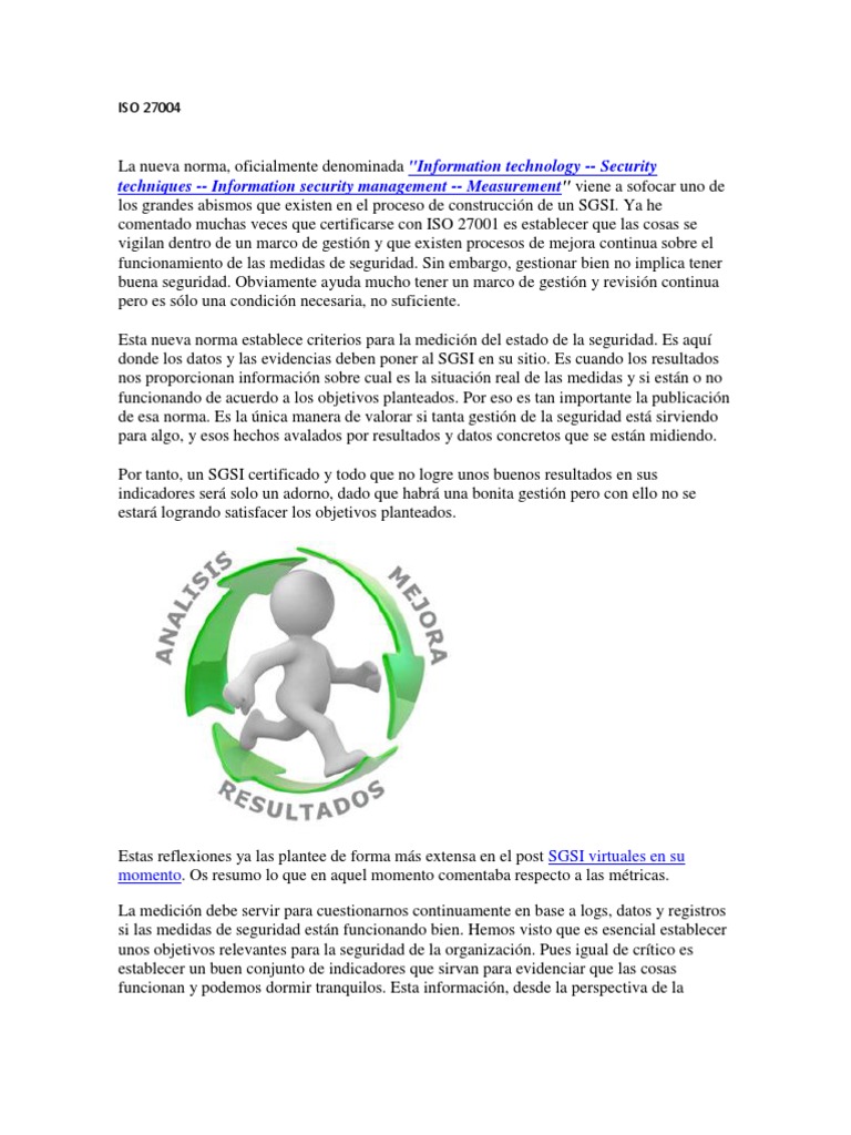 Iso 27004 | Toma de decisiones | Seguridad de información