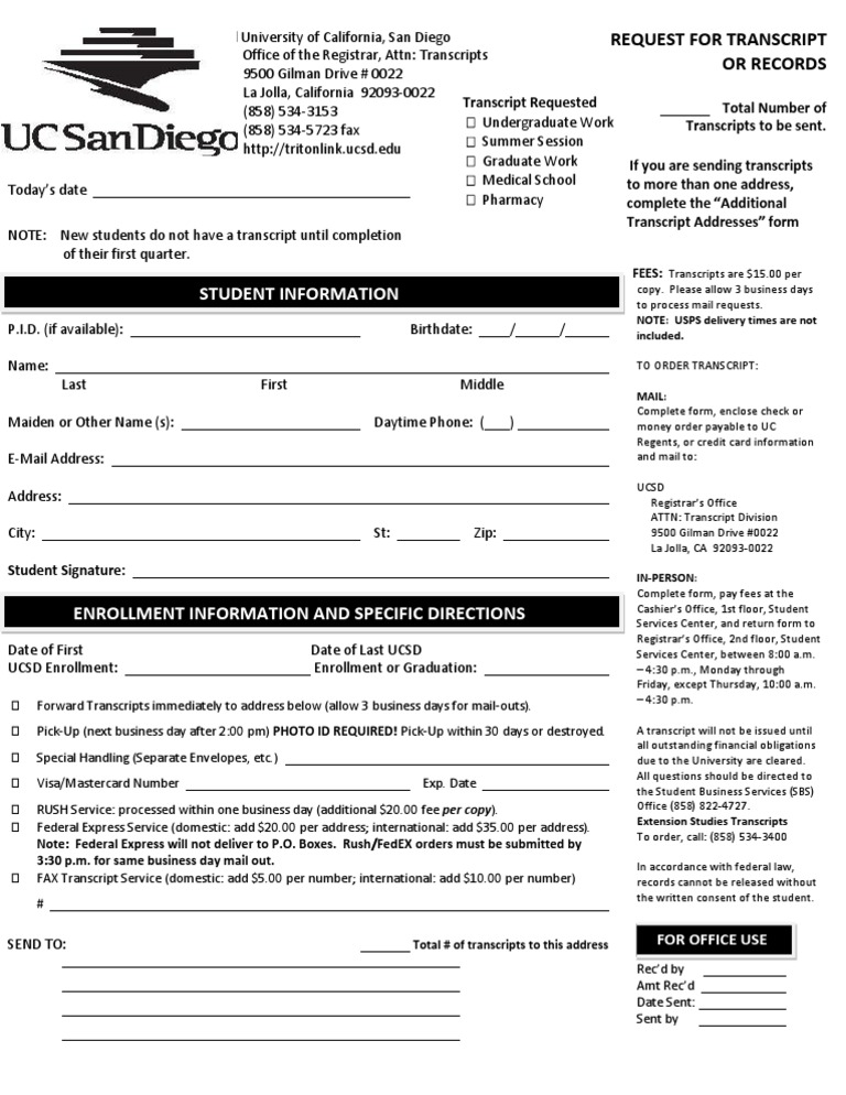 Transcript Request Form | PDF | Address (Geography) | Mail
