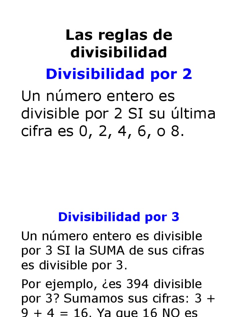 Las Reglas de Divisibilidad | PDF