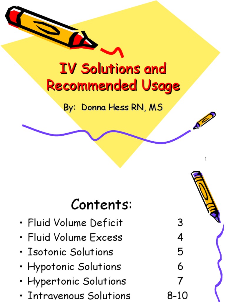 IV Solutions and Recommended Usage | PDF | Saline (Medicine) | Dehydration