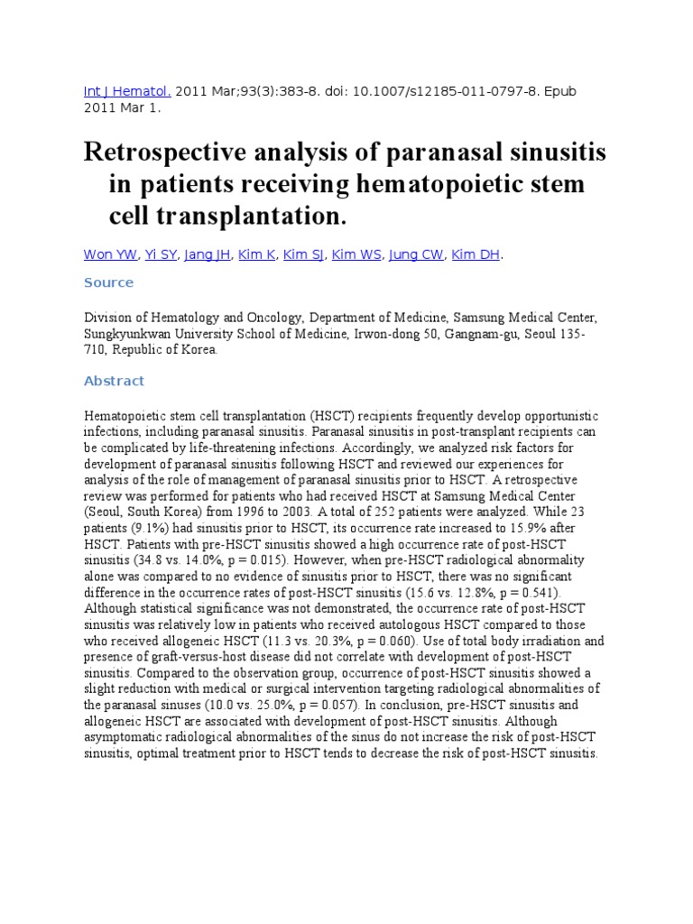 Int J Hematol | Download Free PDF | Hematopoietic Stem Cell ...