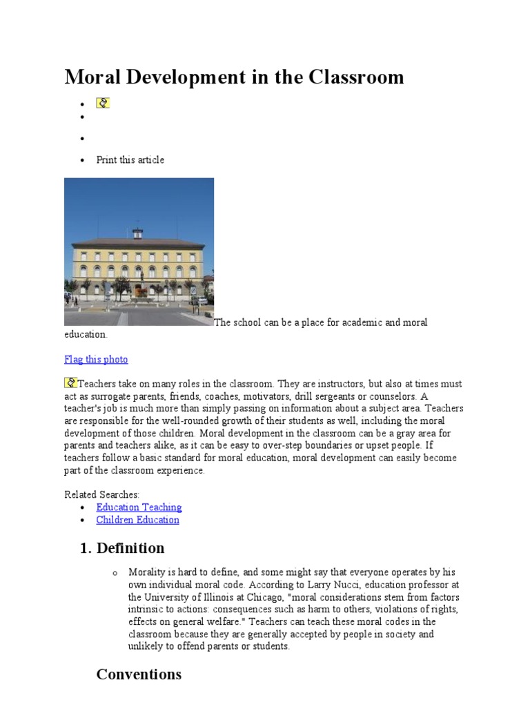 Moral Development in The Classroom | PDF | Morality | Reason