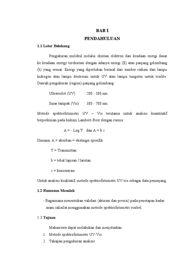 Validasi Metode Spektrofotometri UV-Vis | PDF