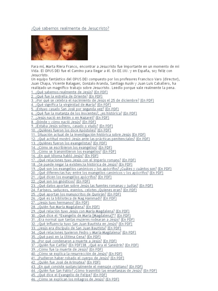 Marta Riera Franco: ¿Qué Sabemos Realmente de Jesucristo? | PDF | María ...