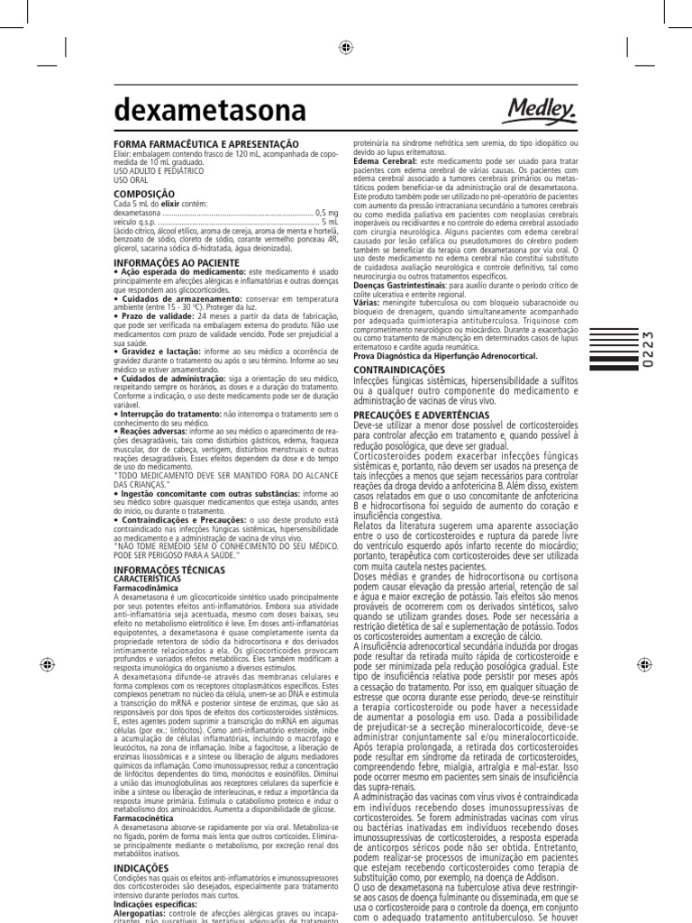 Bula Dexametasona | Download grátis PDF | Inflamação | Tuberculose
