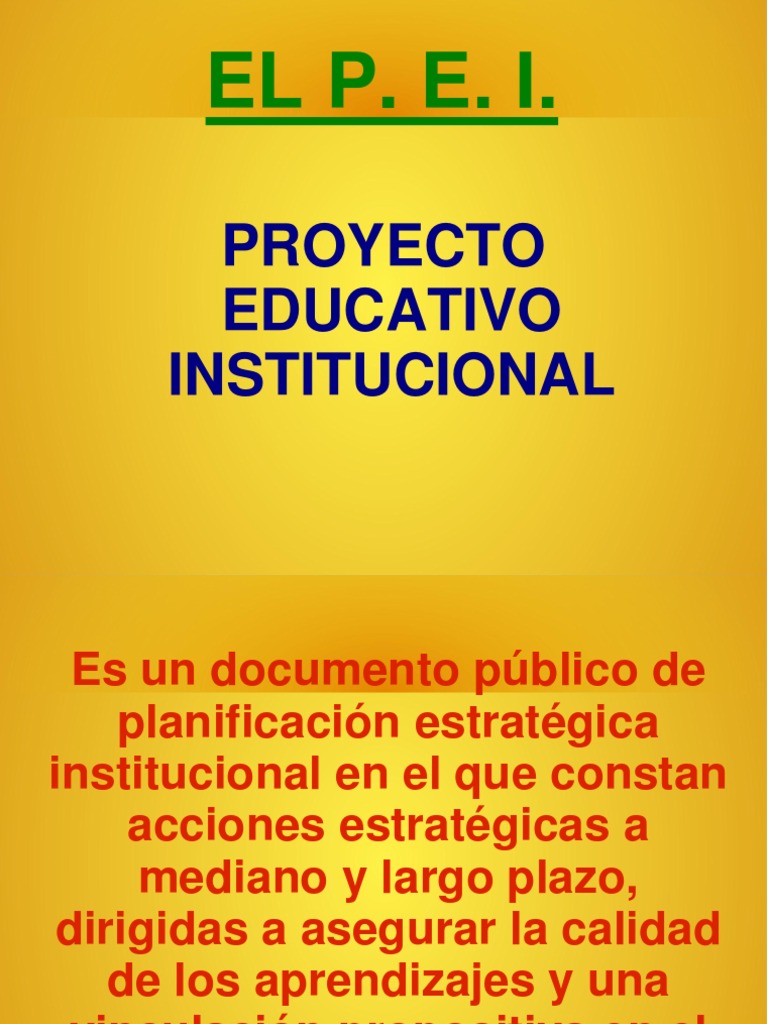 Proyecto Educativo Institucional PEI | PDF | Planificación estratégica ...