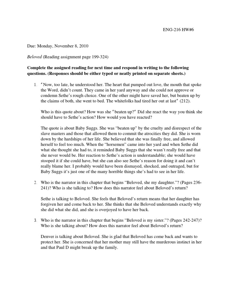 An Analysis of Key Passages from Toni Morrison's Beloved | PDF | Narration