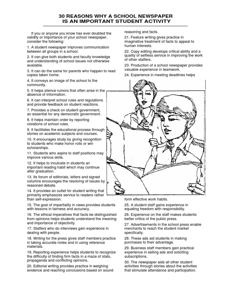 30 Reasons Why A School Newspaper Is Important | PDF