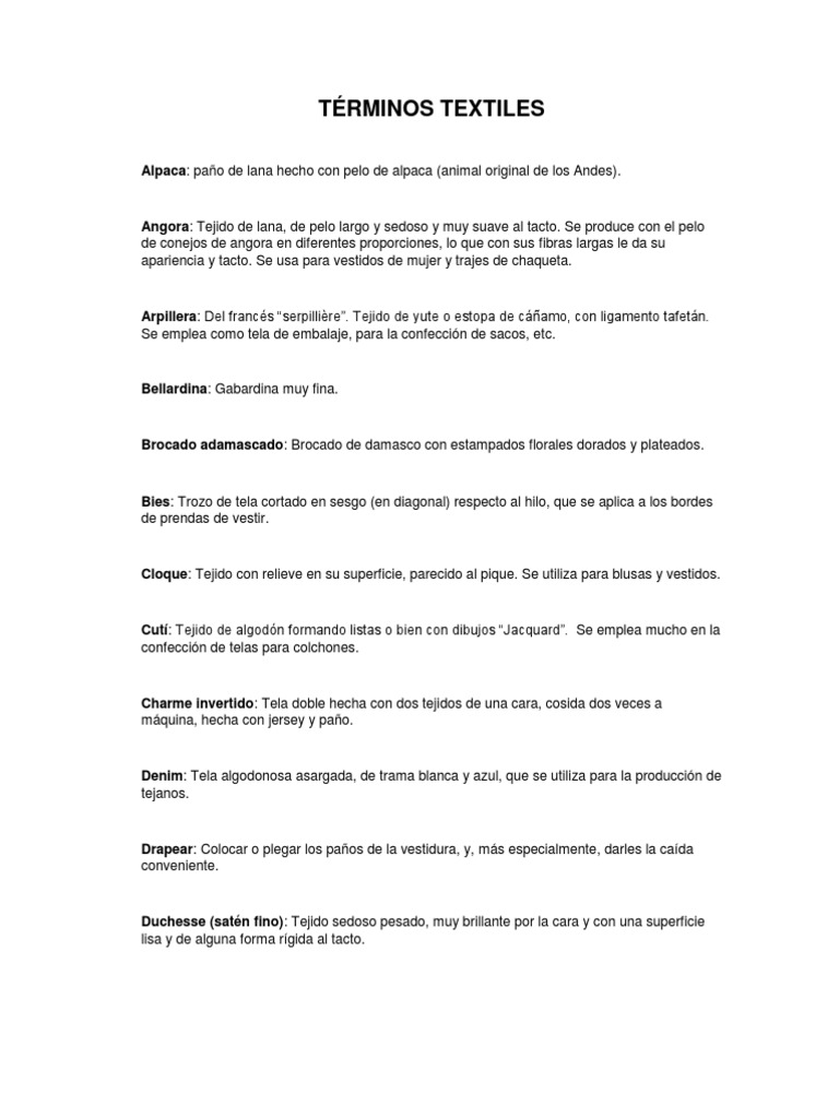 Terminos Textiles | PDF | Seda | Textiles