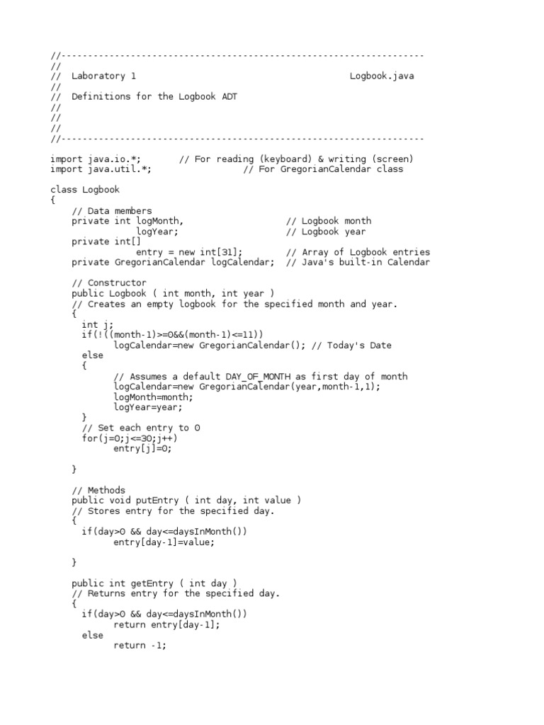 Logbook Pdf Integer Computer Science Constructor Object Oriented Programming 1810