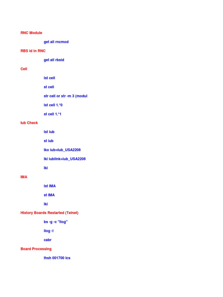 Moshell Commands | PDF | Telecommunications | Computing