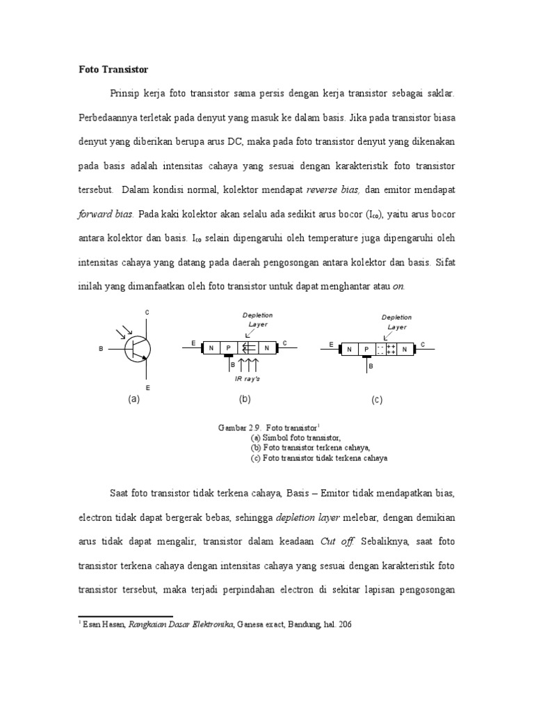 Prinsip Kerja Foto Transistor | PDF