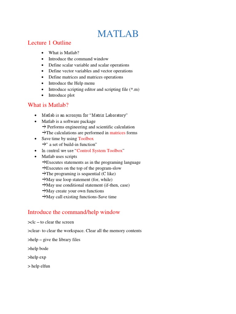 Matlab Lecture | PDF