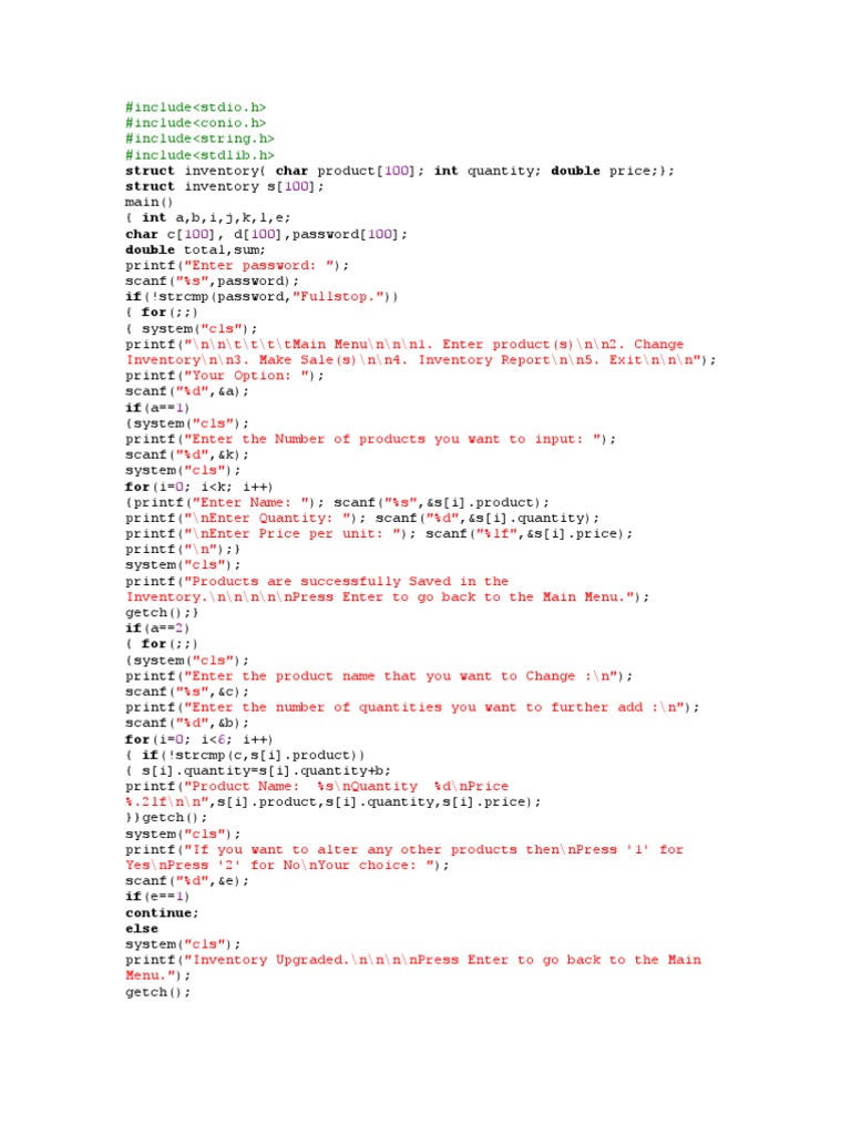 Struct Inventory (Char Product (Struct Inventory S ( | PDF | Computer Standards | Computer ...