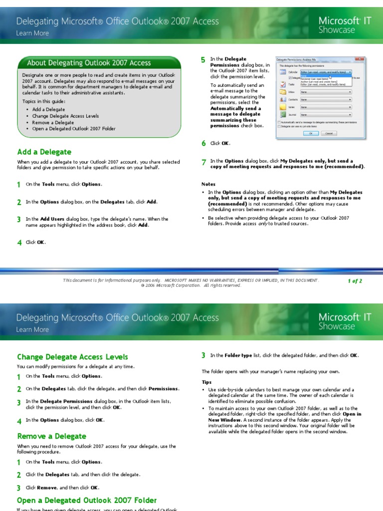 DelegatingOutlookAccess LM E | PDF | Microsoft Outlook | Dialog Box