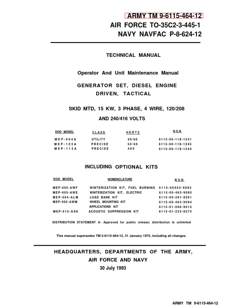 TM 9-6115-464-12 Mep-004a, Mep-103a, Mep-113a | PDF | United States Air ...
