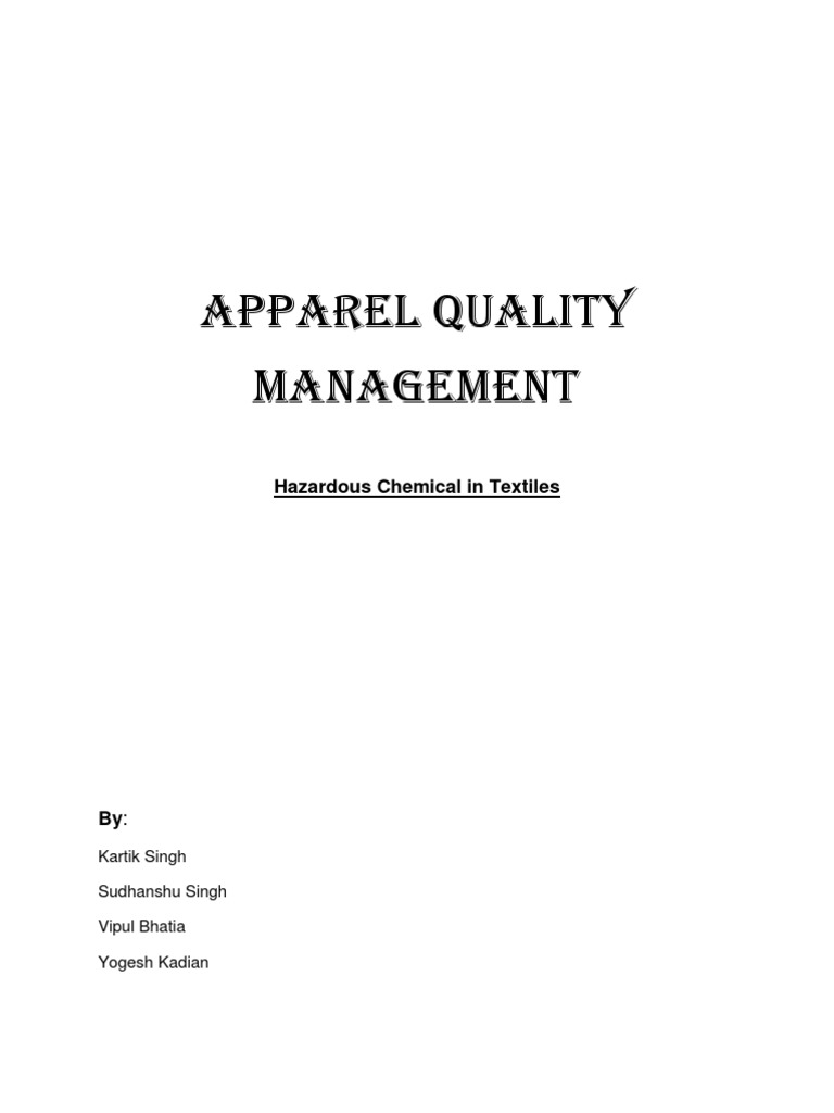 Apparel Quality Management | PDF | Polychlorinated Biphenyl | Clothing