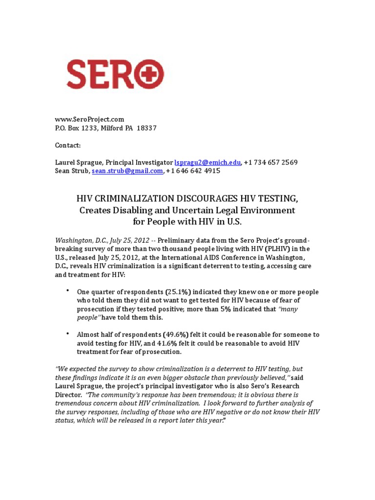 Sero Project National Criminalization Survey 2012 | PDF | Bisexuality ...