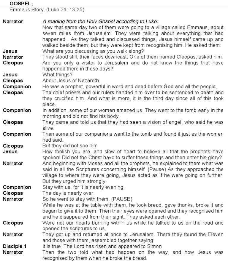 Emmaus Story | PDF | Jesus | Abrahamic Religions