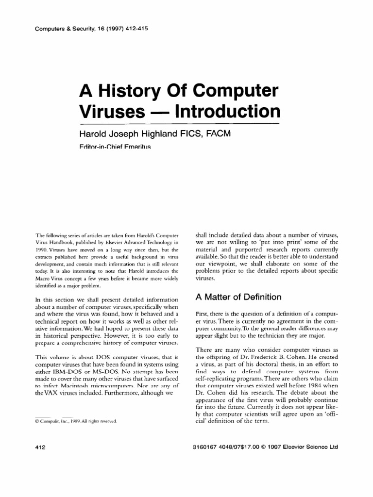 A History of Computer Viruses - Introduction | PDF | Computer Virus ...