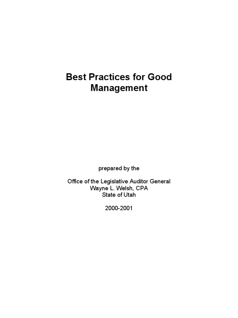 Best Practices For Good Management | PDF | Career & Growth | Finance ...