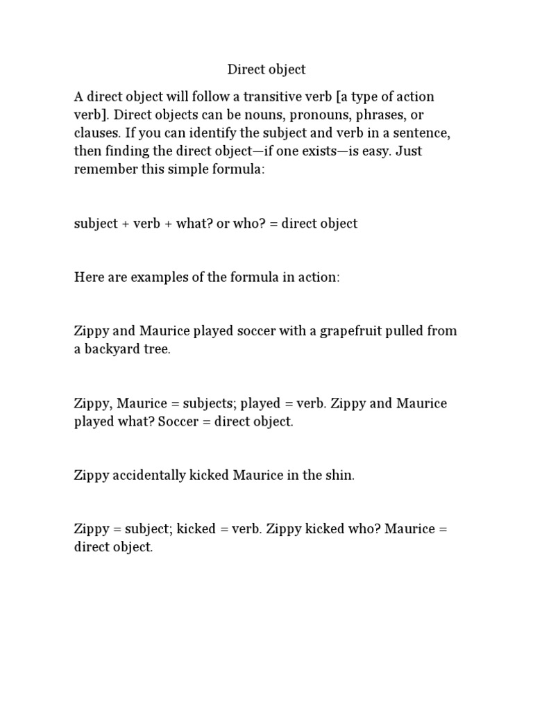 Direct Object | PDF | Verb | Subject (Grammar)