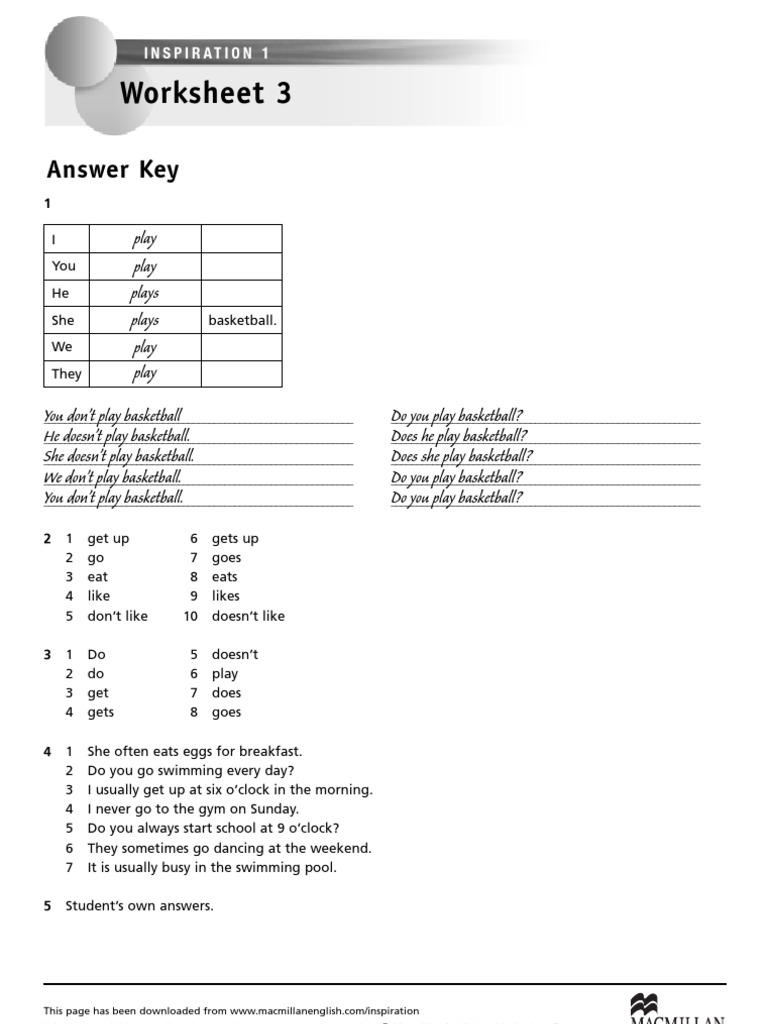 Worksheet 3: Answer Key | PDF