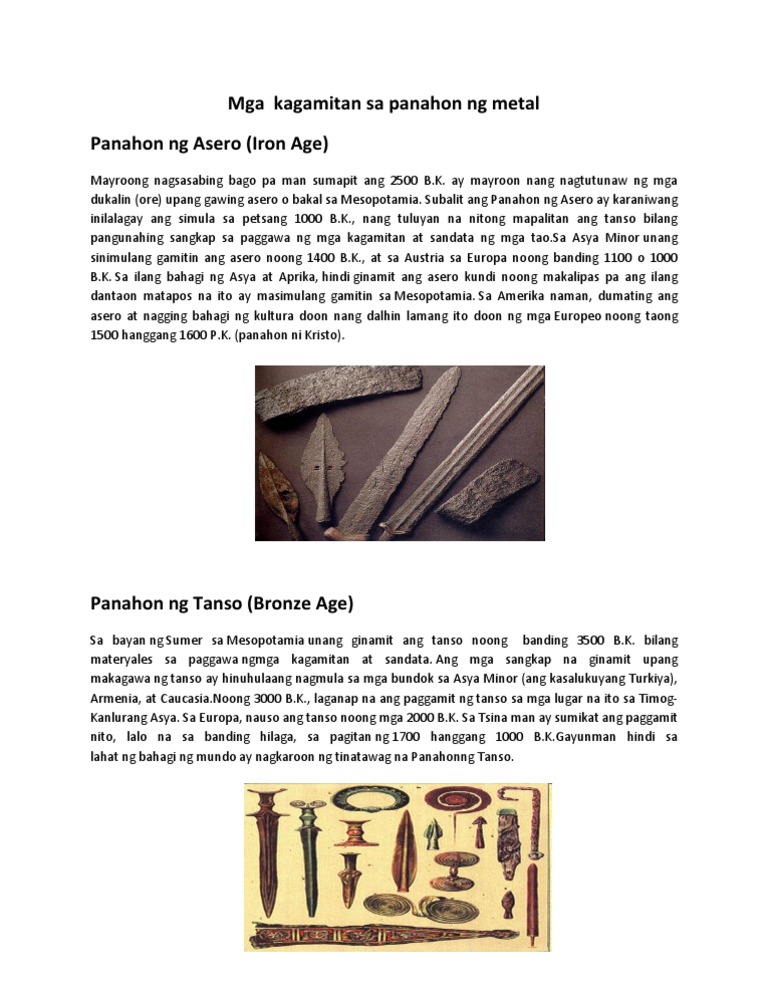 Mga Kagamitan Sa Panahon NG Metal | PDF