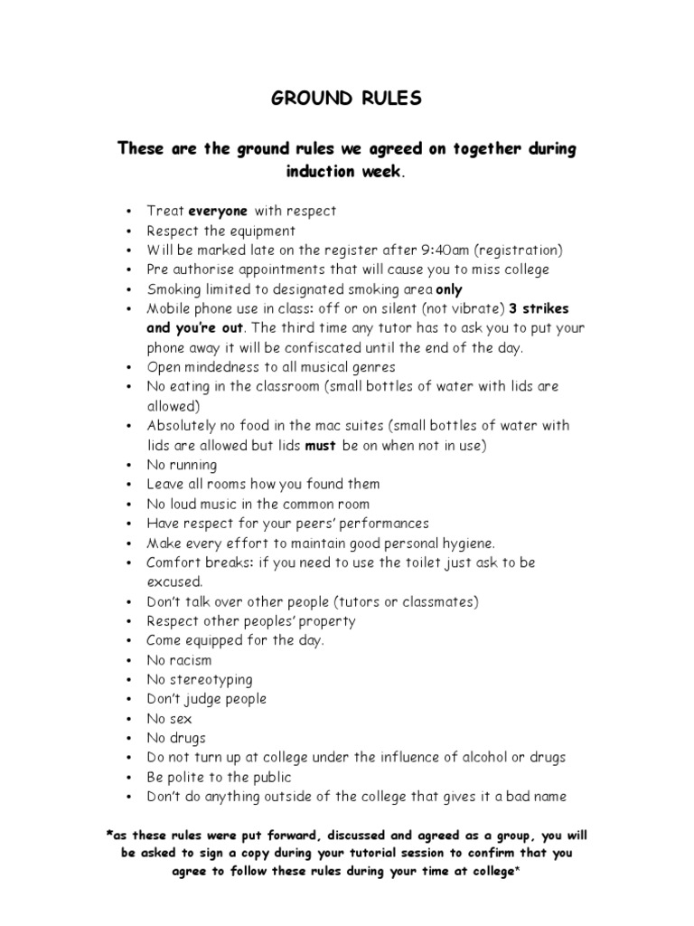 Ground Rules | PDF | Wellness