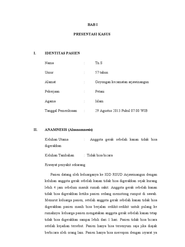 Laporan Kasus Stroke Iskemik Pada Pria Dewasa | PDF