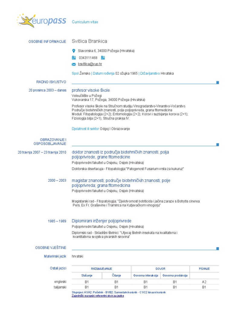 Europass CV ESP 20130423 Svitlica HR | PDF