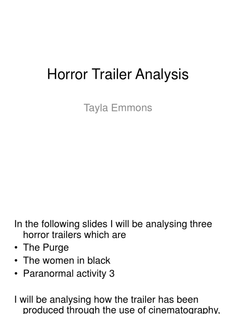 Horror Trailer Cinematic Techniques Analysis | PDF | Games & Activities ...