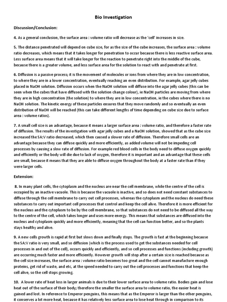 Bio Investigation | PDF | Diffusion | Surface Area