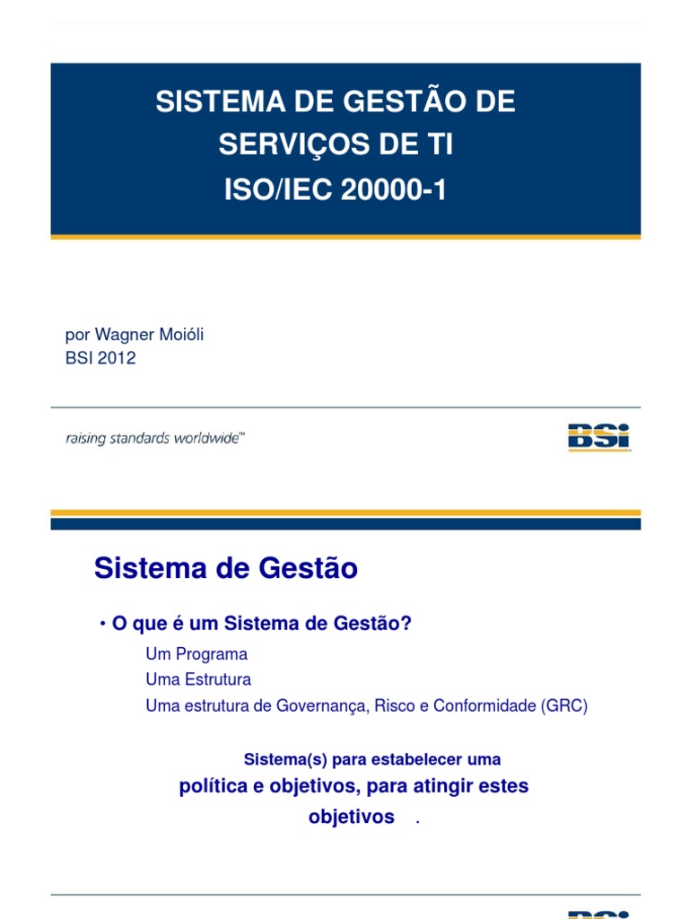 Apresentacao - IsO 20001 - Wagner Moioli | PDF | Segurança da ...