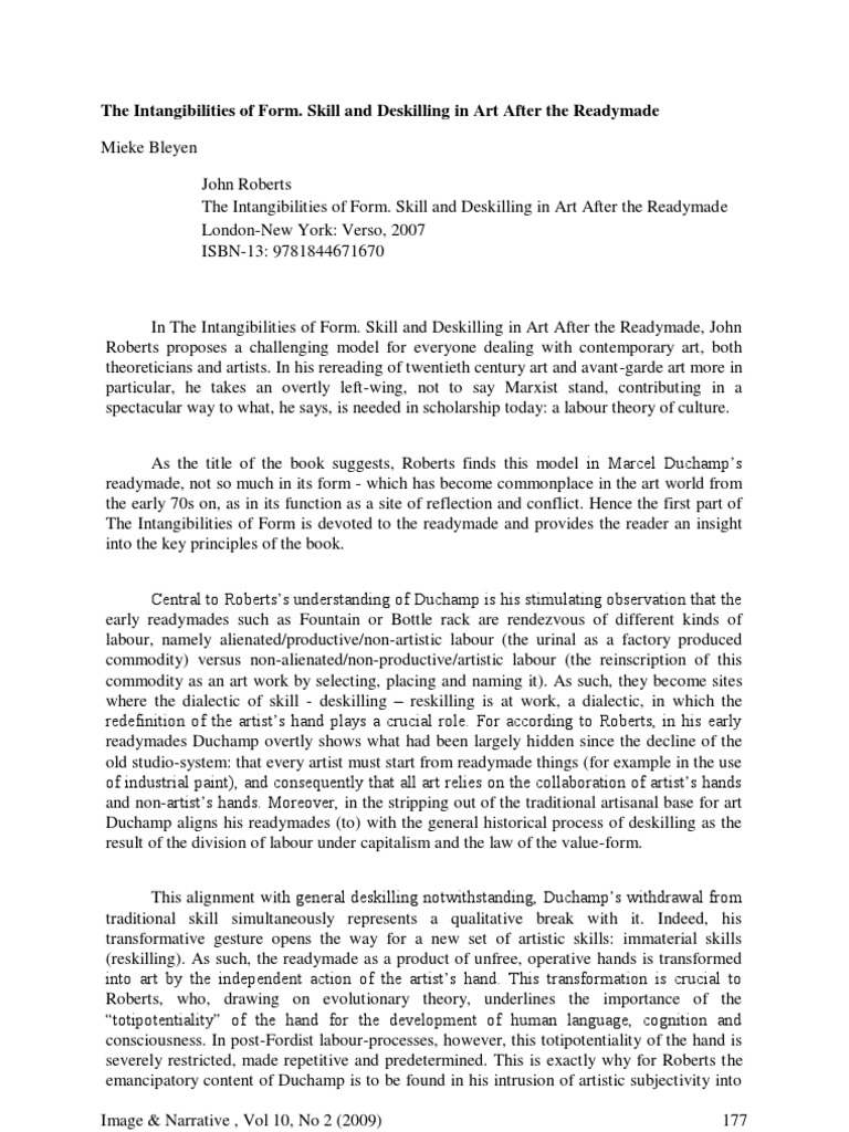 The Intangibilities of Form. Skill and Deskilling in Art After The ...