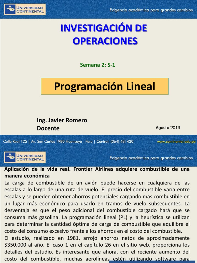 IO S 2-1 Programacion Lineal AA | PDF | Programación lineal | Fórmula