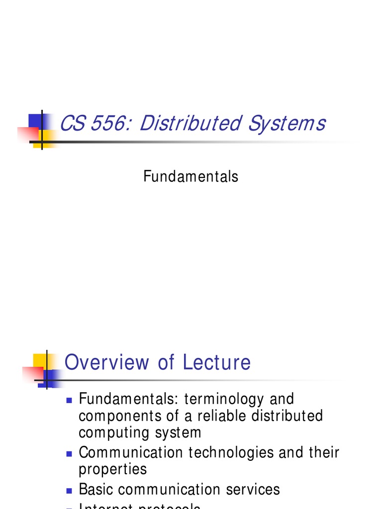 Cs 556 Distributed Systems Fundamentals Pdf Internet Protocol Suite Computer Network