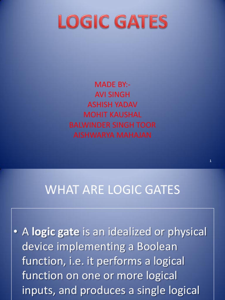 Logic Gates Ppt | Boolean Algebra | Electronic Engineering