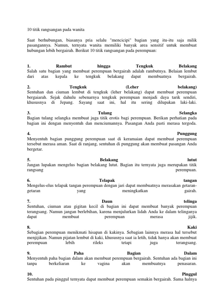 10 Titik Rangsangan Pada Wanita | PDF
