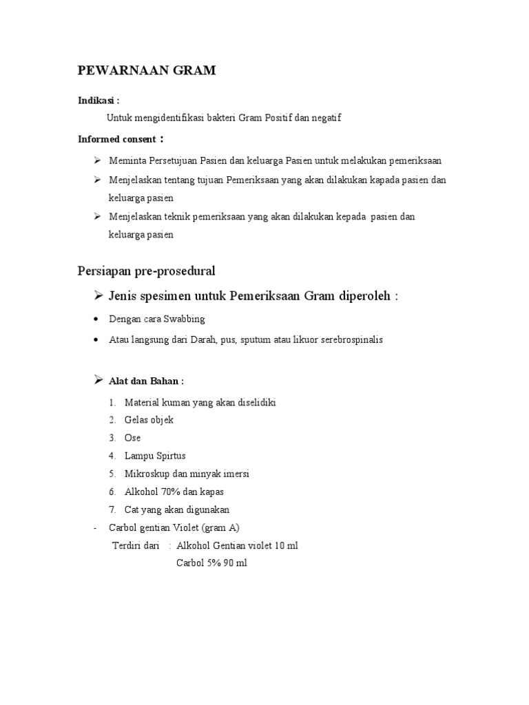 Prosedur Pewarnaan Gram Bakteri | PDF | Sains & Matematika