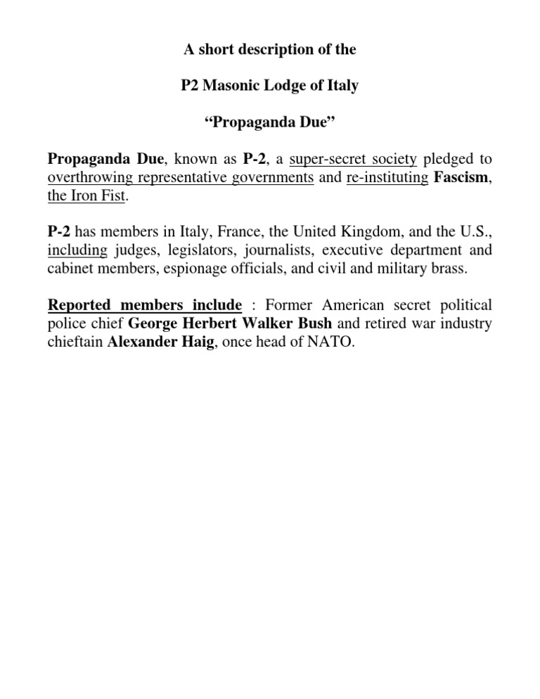Propaganda Due P2 Masonic Lodge | PDF | Politics | History