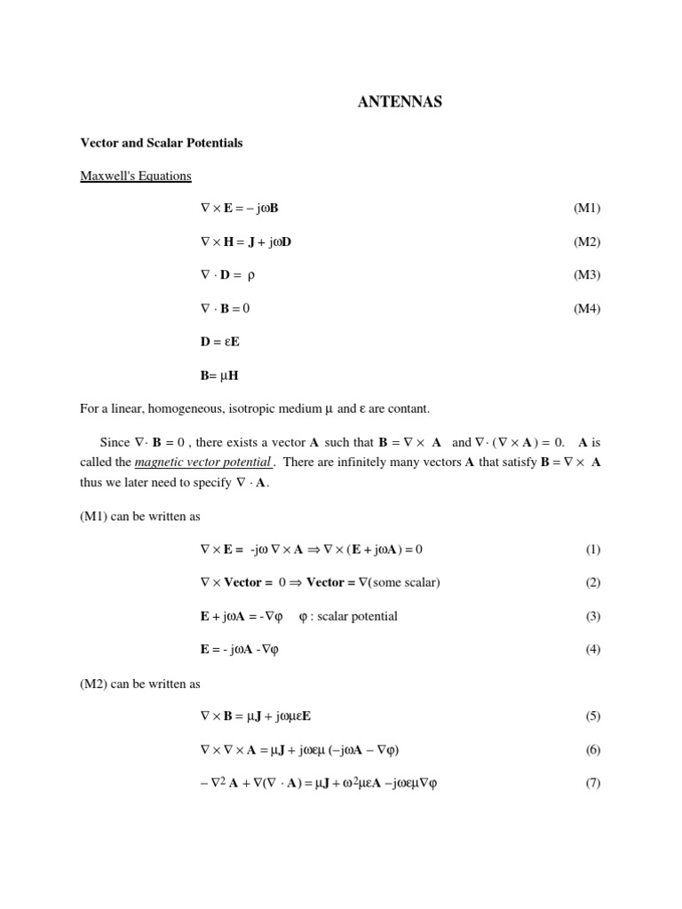 Vector and Scalar Potentials: Antennas | PDF | Electromagnetism ...