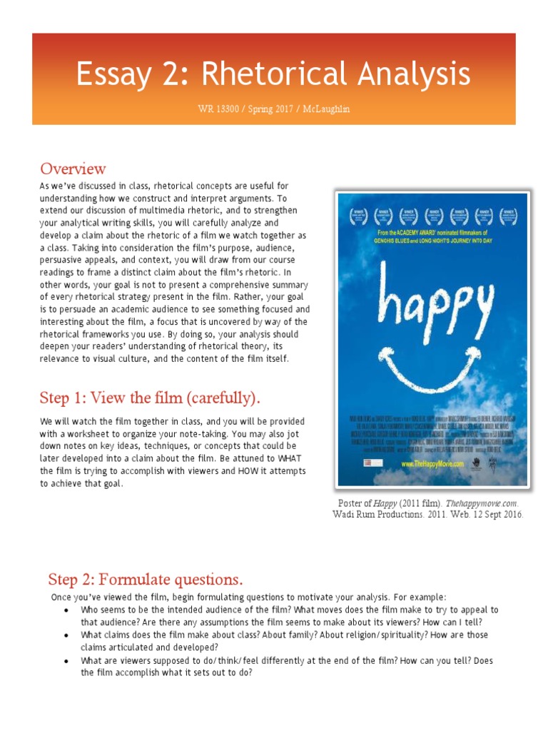 Essay 2: Rhetorical Analysis: WR 13300 / Spring 2017 / Mclaughlin | PDF ...