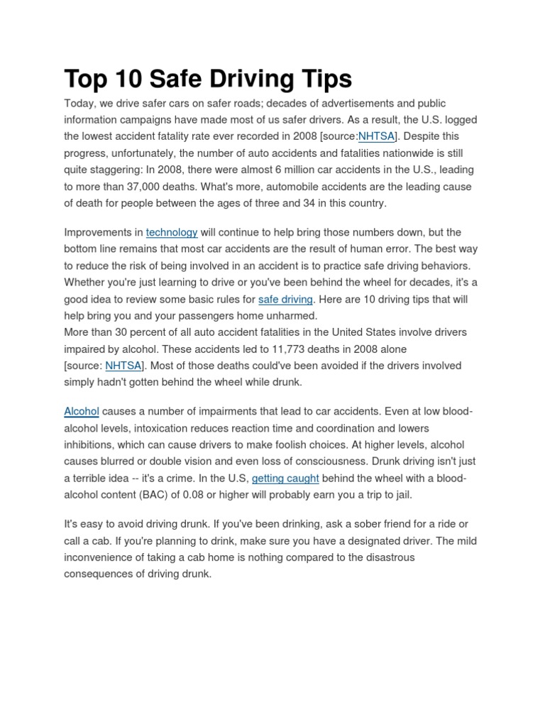 Safety Driving Guidelines | PDF | Traffic Collision | Automobile Safety