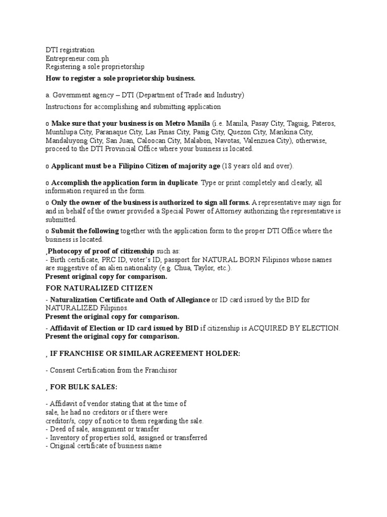 DTI Registration Requirements Explained | PDF | Identity Document ...