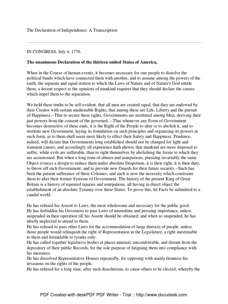 The Declaration of Independence | PDF